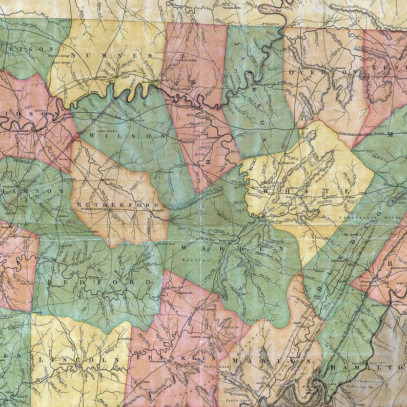 Poster, Many Sizes Available; Map of Tennessee 1832 - Etsy