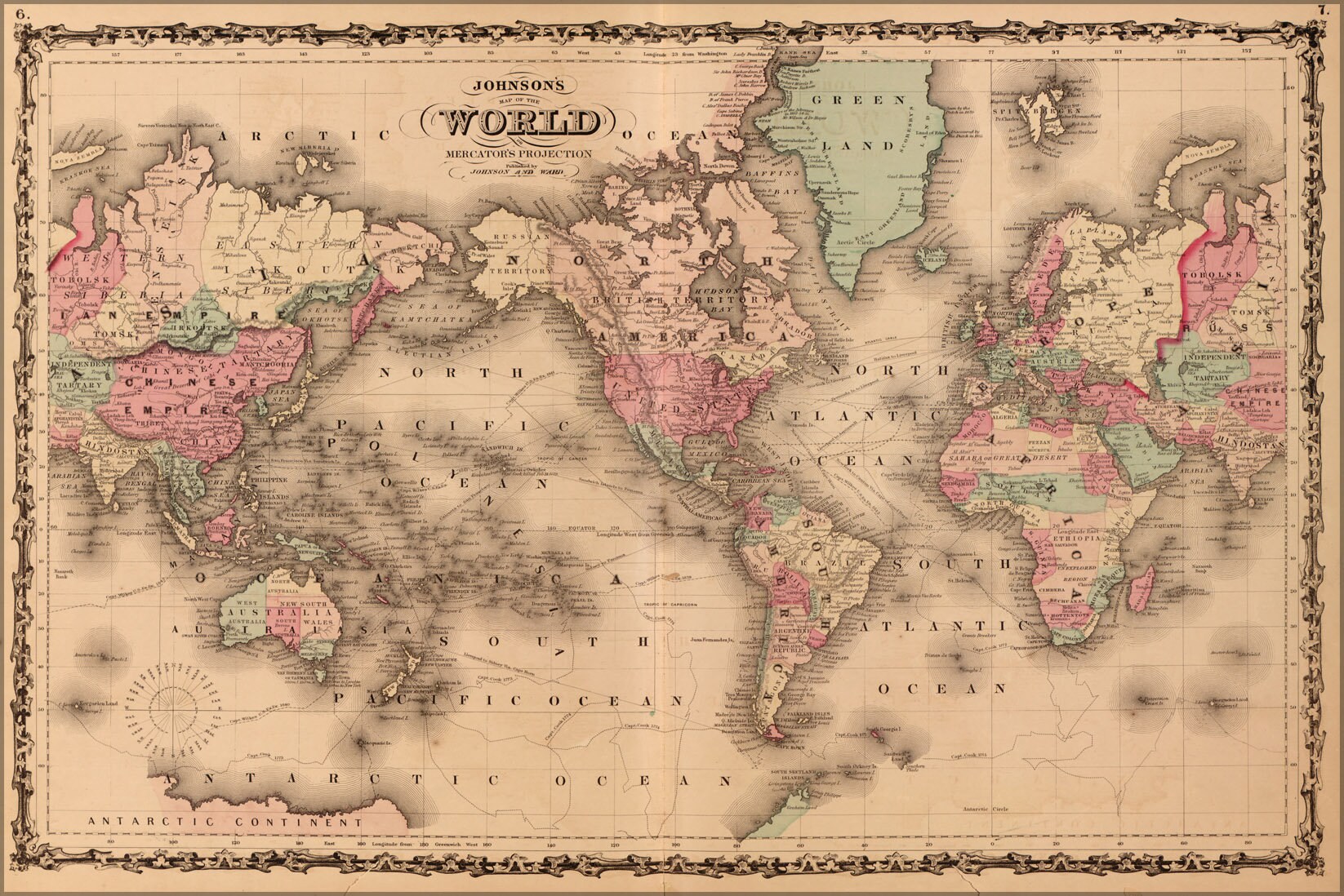 Poster, Many Sizes Available Johnsons World Map 1862 P2 - Etsy