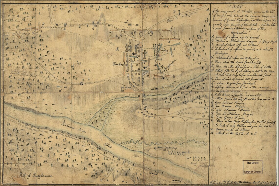 Poster, Many Sizes Available; Hessian Map of 1776 Battle of Trenton - Etsy