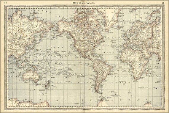 Poster Many Sizes Available World Map 1881 | Etsy