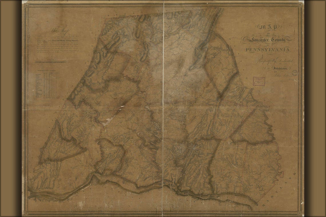 Poster, Many Sizes Available; Map of Lancaster County, Pennsylvania ...