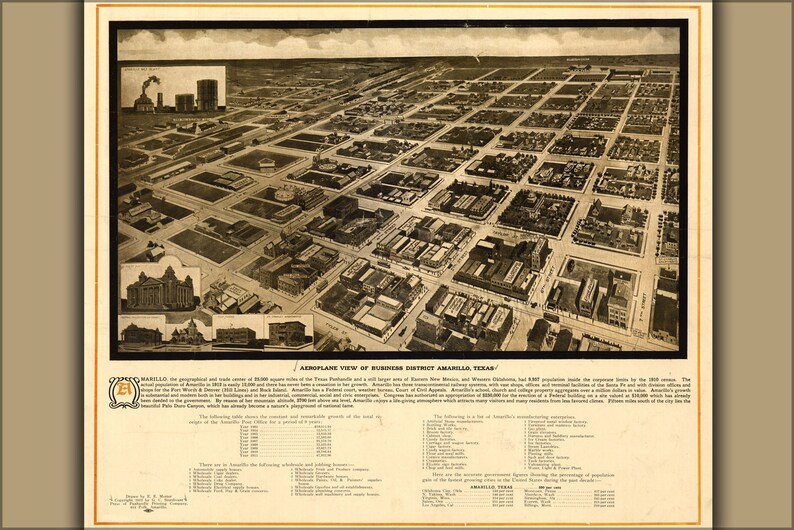 Poster, Many Sizes Available; Aeroplane View Map of Amarillo, Texas ...