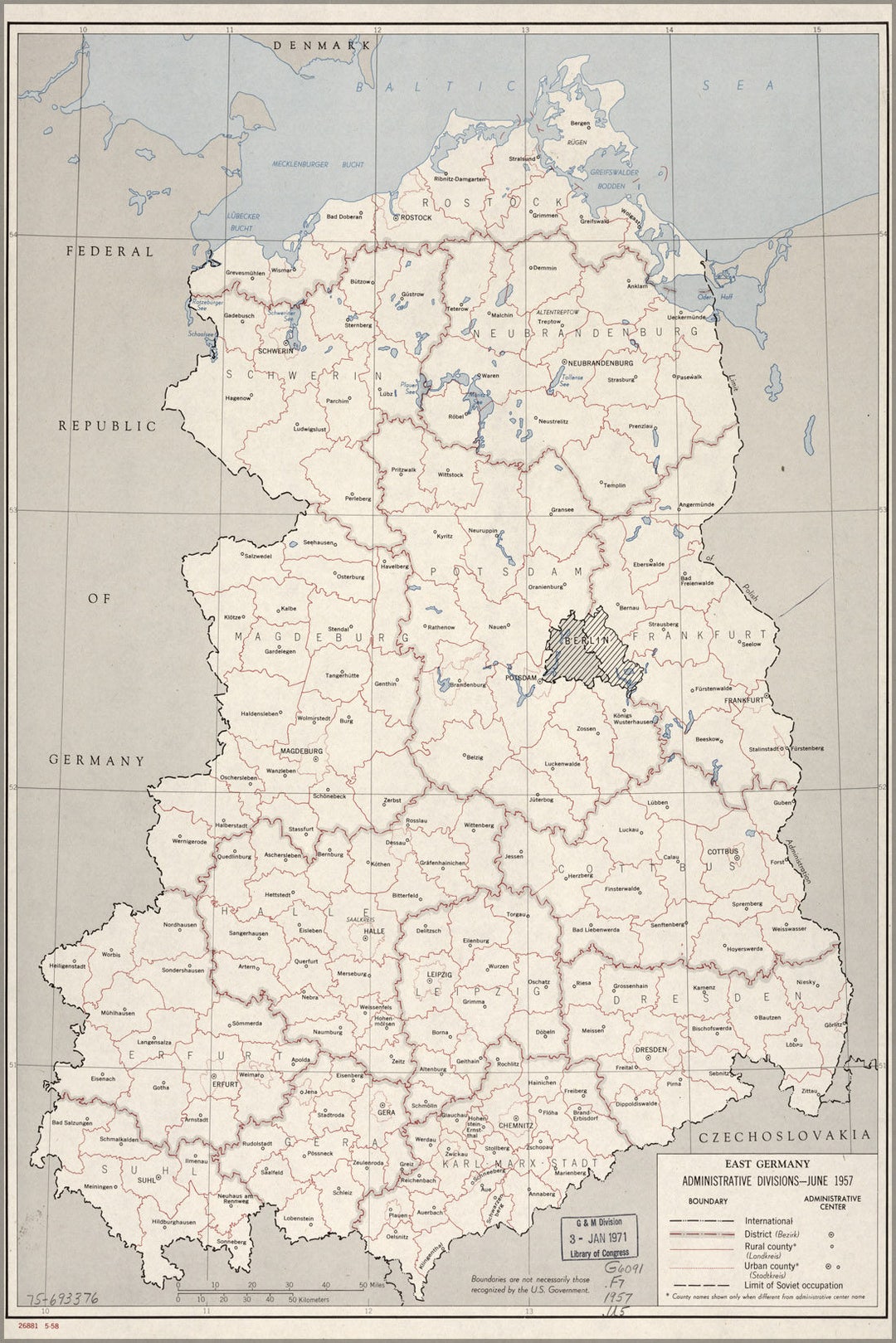 Poster, Many Sizes Available; Cia Map of East Germany Admin Divisions ...