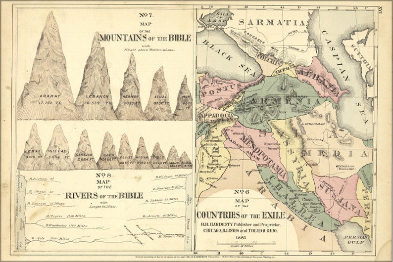 Poster, Many Sizes Available; Bible Map of the Exile, Mountains and ...