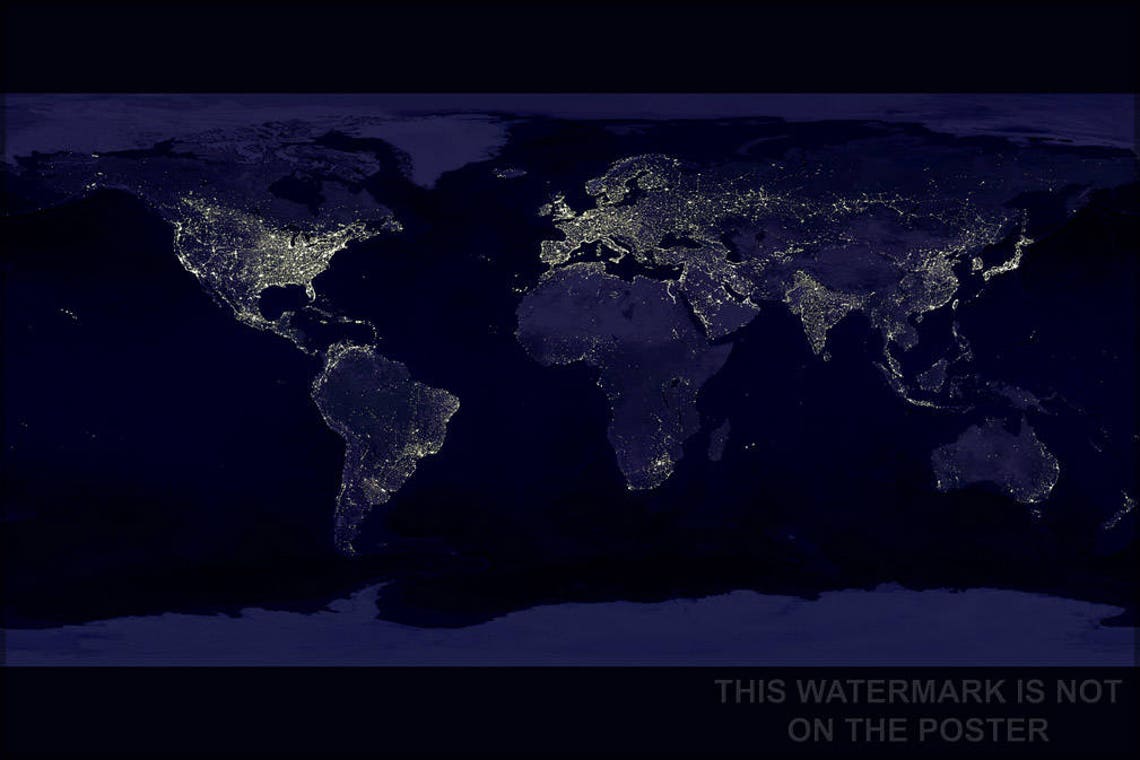 Poster, Many Sizes Available; Earth at Night - Etsy