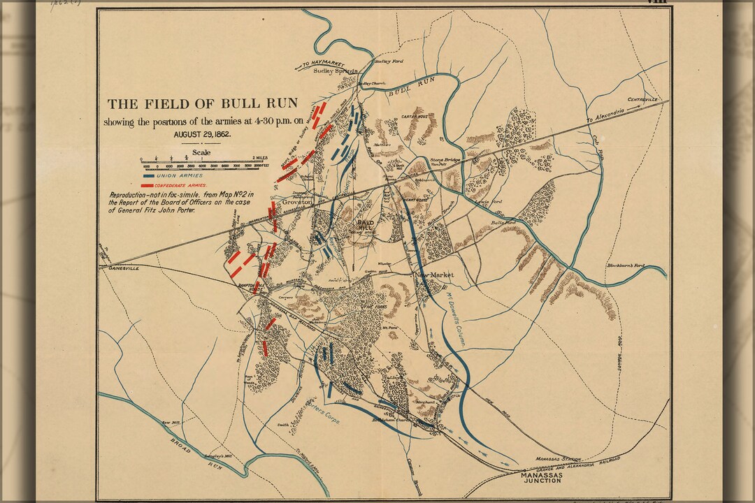 Poster, Many Sizes Available; Map of Battle Field of Bull Run 1862 - Etsy