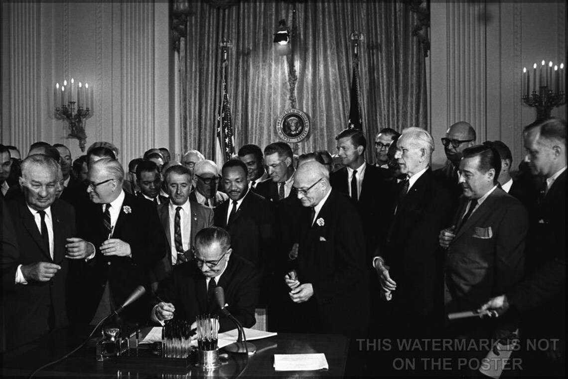 Poster, Many Sizes Available; 1964 Civil Rights Act Signing President ...