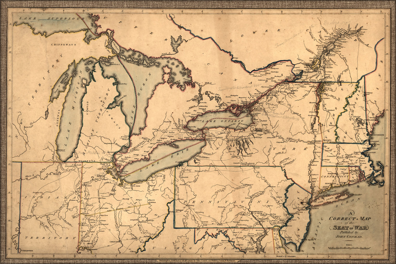 Poster, Many Sizes Available Map of the Seat of War of 1812 Orig Pub ...