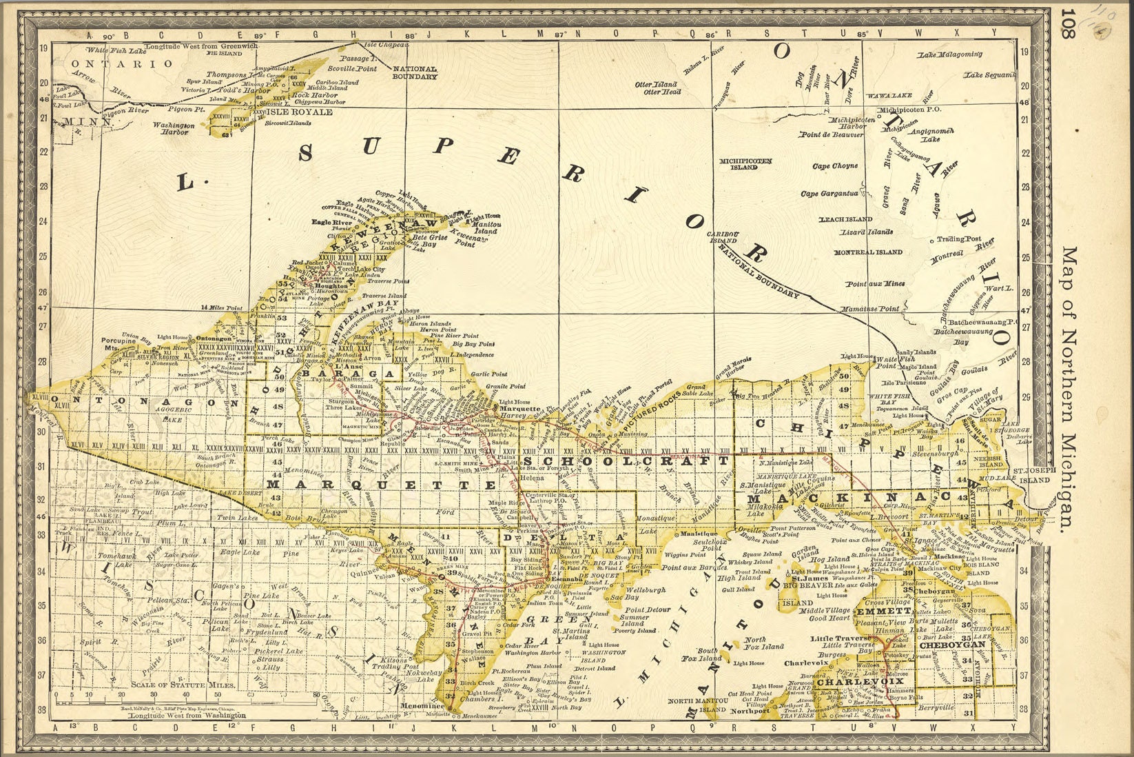 Poster, Many Sizes Available Map of Upper Peninsula Michigan 1881 - Etsy