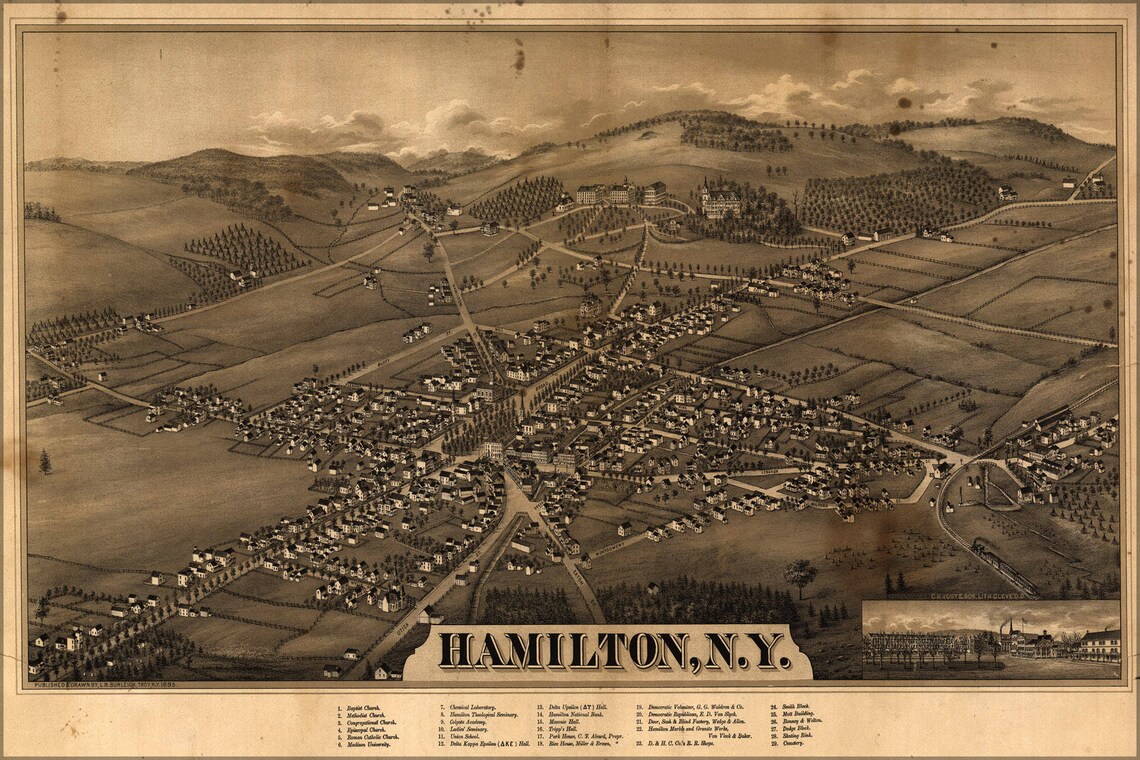 Poster, Many Sizes Available; Map of Hamilton, New York 1885 - Etsy