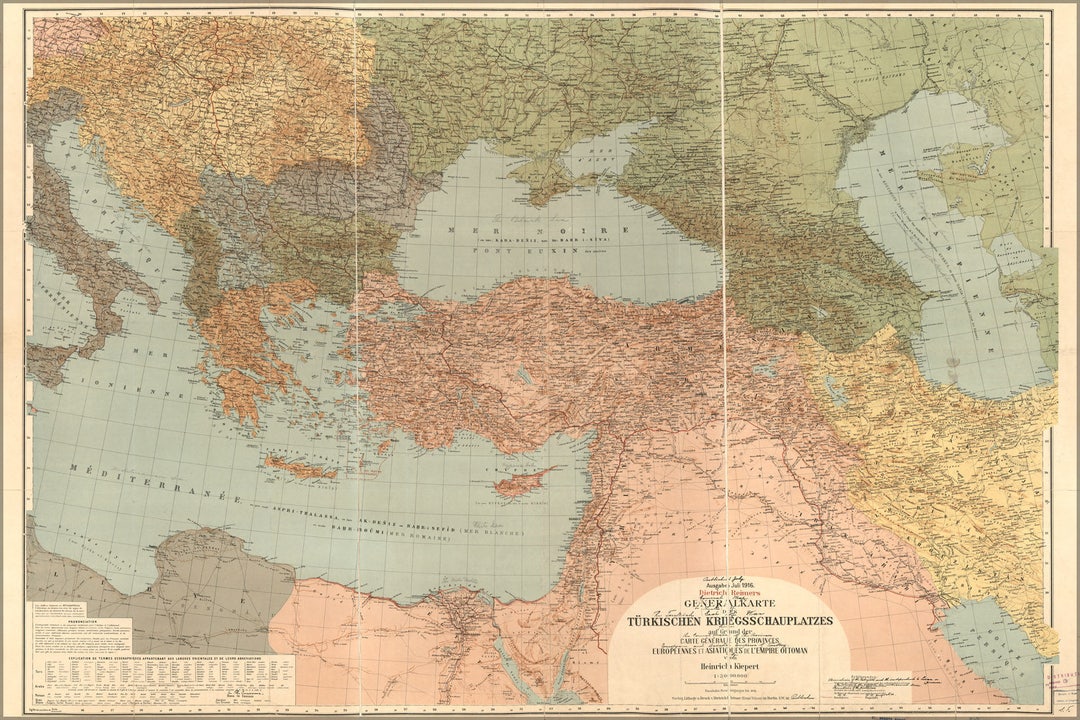Poster, Many Sizes Available; Map Turkish Ottoman War Theaters 1916 in ...