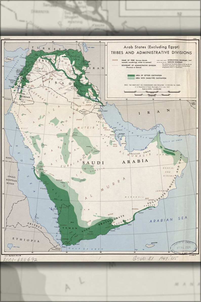 Poster, Many Sizes Available Cia Map of Saudi Arabia Iraq Syria Tribes ...