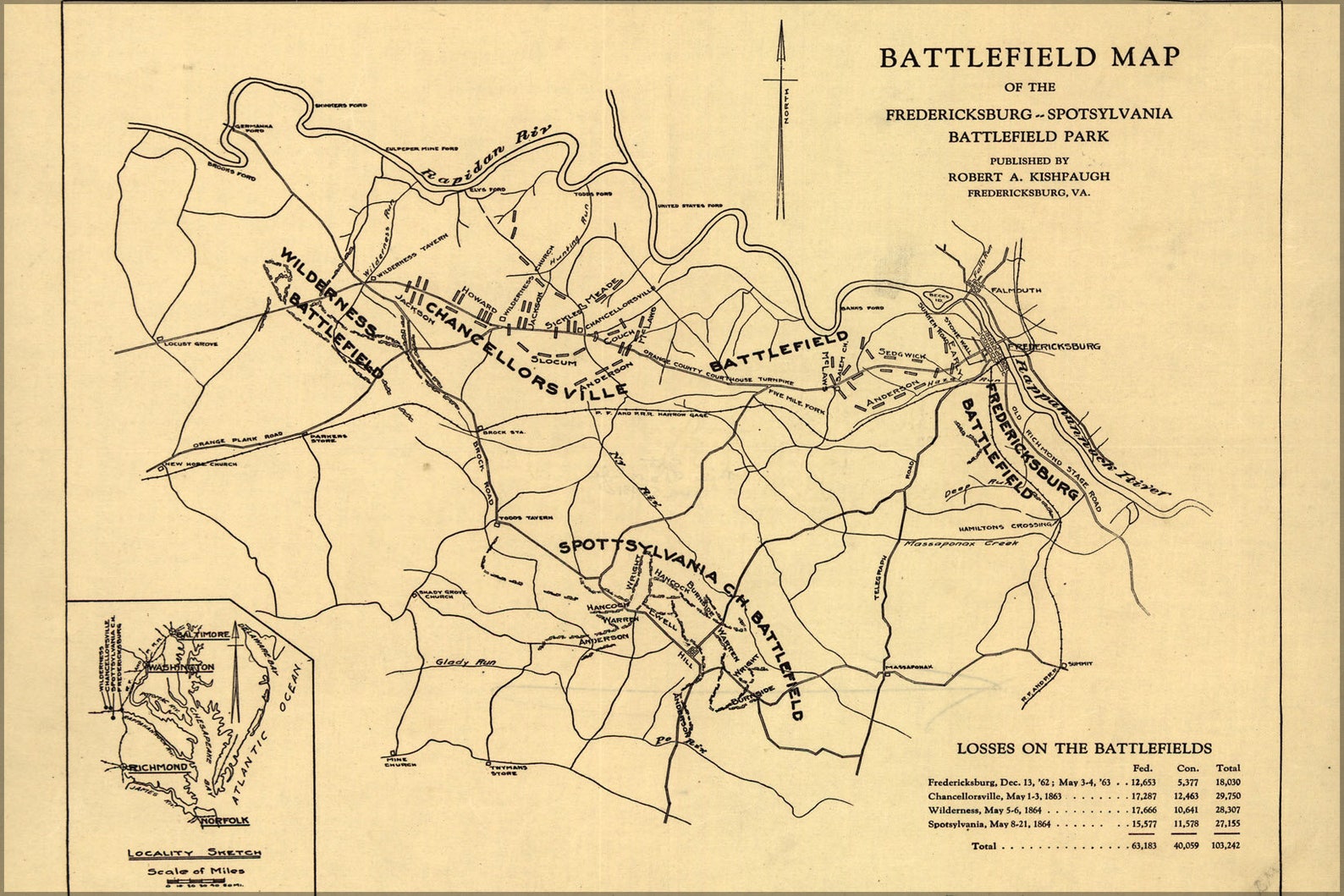 Poster, Many Sizes Available; Battle Field Map of Fredericksburg ...
