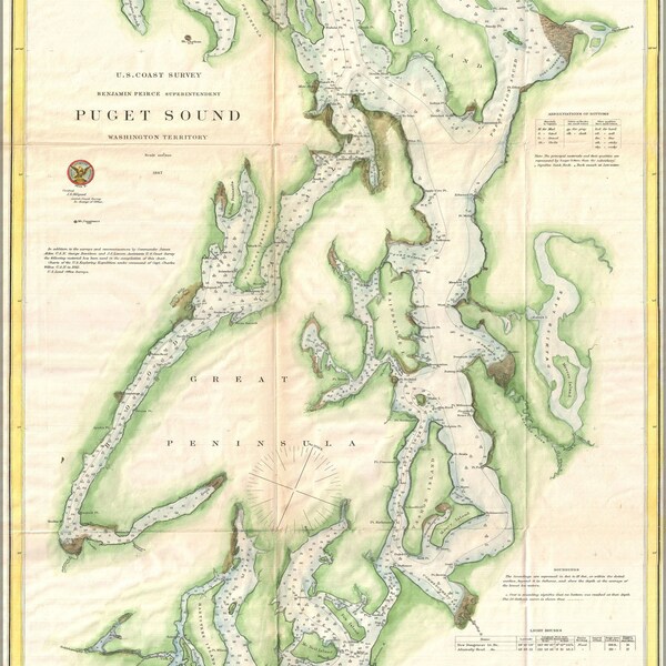 Puget Sound Map Poster - Etsy