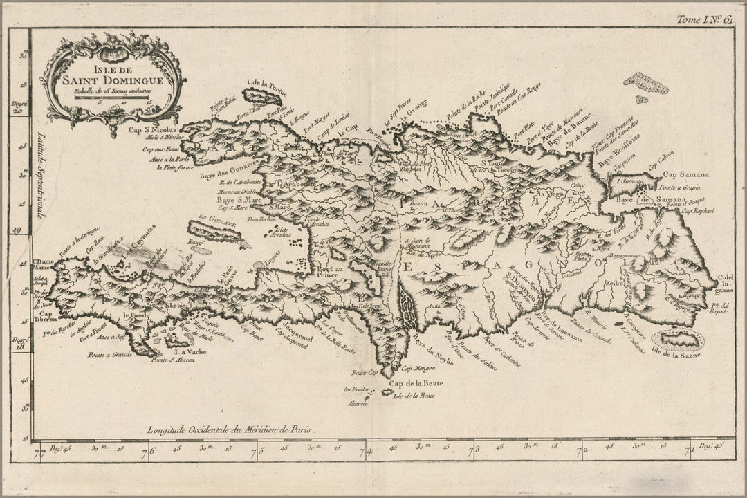 Poster, Many Sizes Available; Map of Hispaniola Haiti Dominican ...