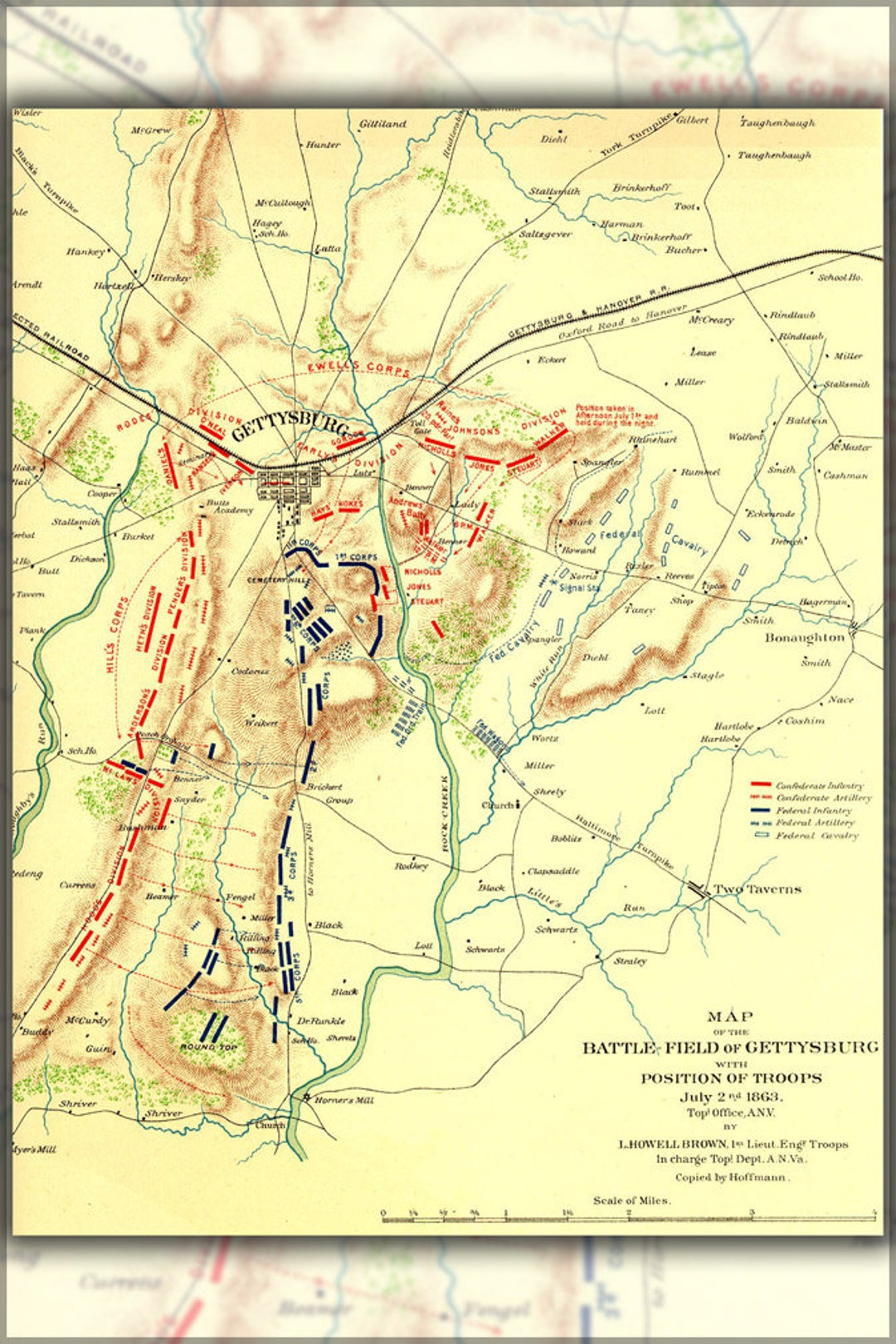Poster, Many Sizes Available; Gettysburg Topographical Map Battle of ...