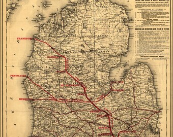 Railroad Map of Michigan - Etsy