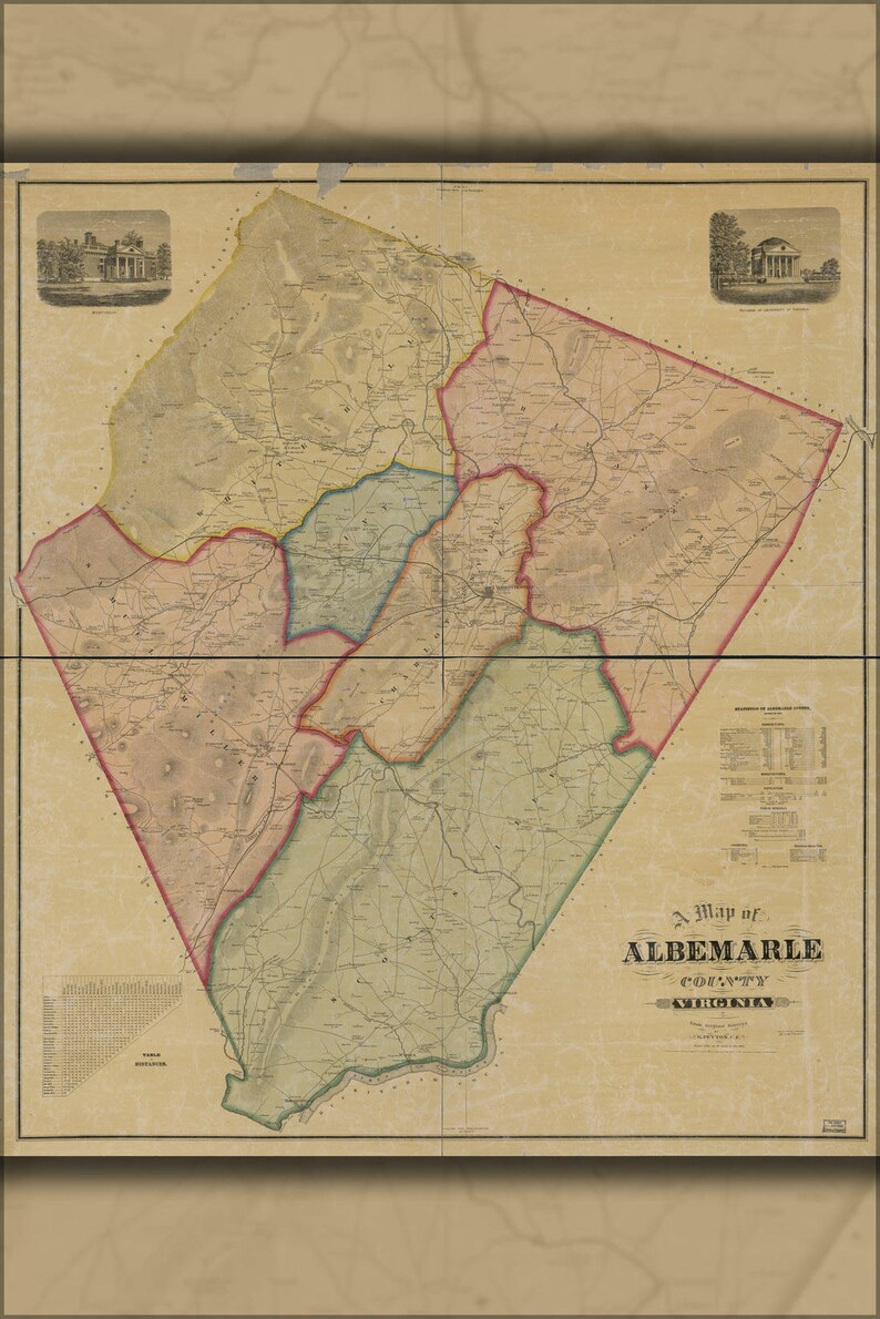 Poster Many Sizes Available Map of Albemarle County - Etsy