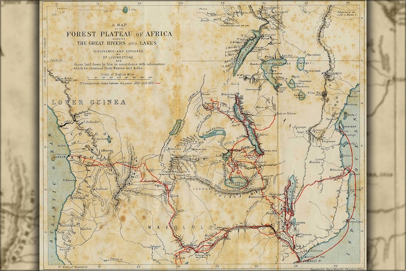 Poster, Many Sizes Available; Map of the Travels of David Livingstone ...