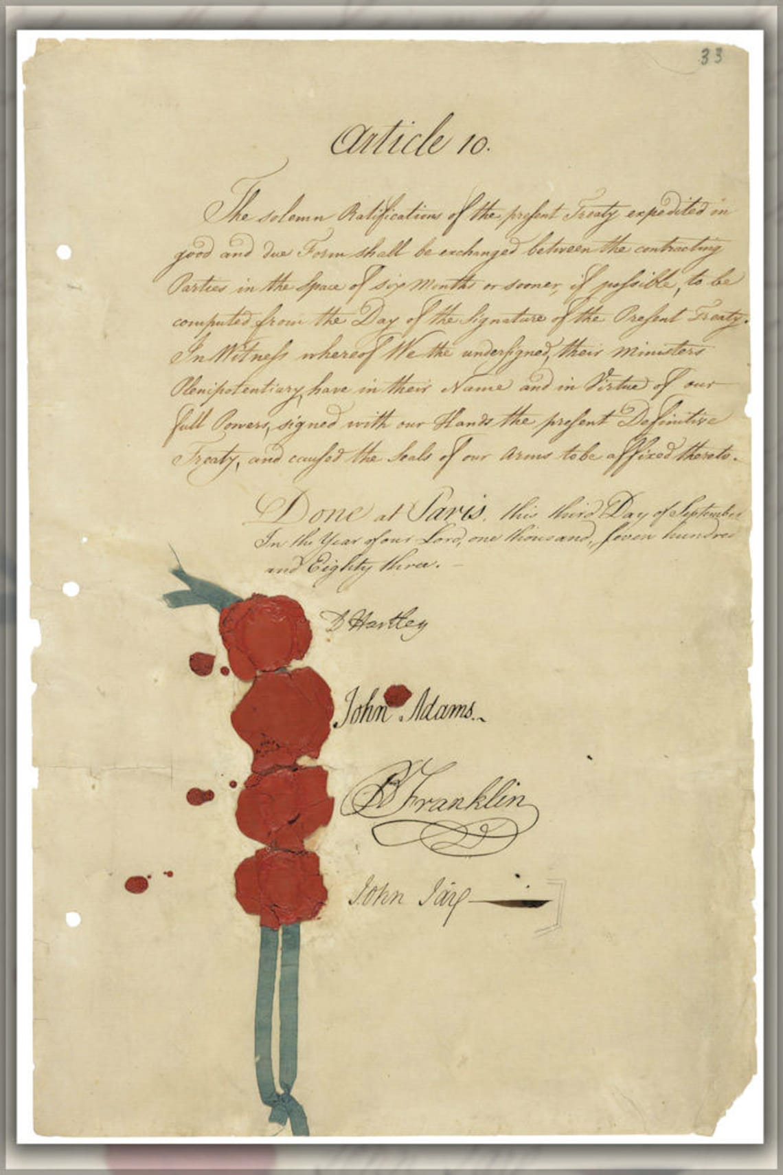 Poster, Many Sizes Available; 1783 Treaty of Paris, Benjamin Franklin ...