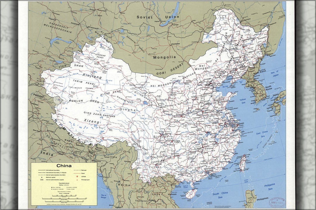 Poster, Many Sizes Available; Cia Map of China 1979 - Etsy