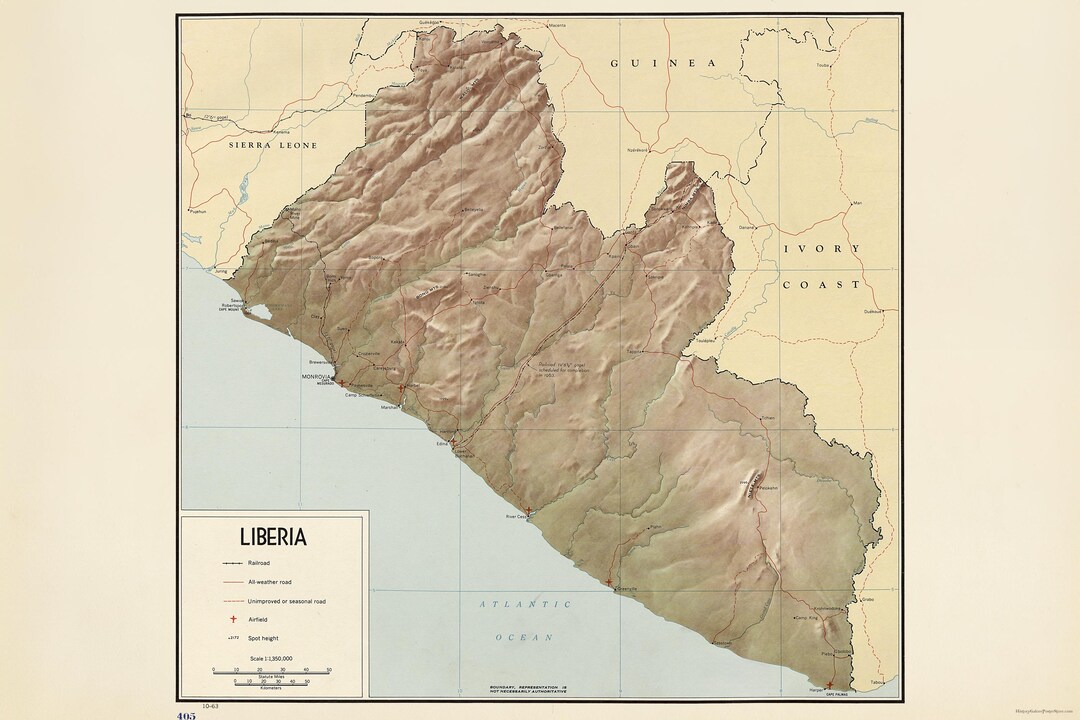 Poster, Many Sizes Available; Cia Map of Liberia 1963 - Etsy