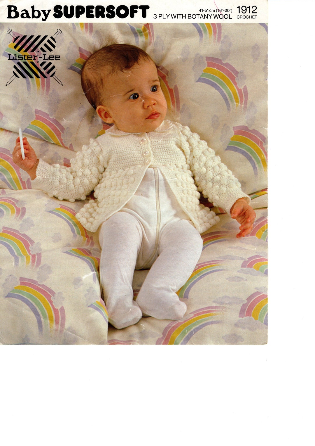 Vintage Crochet Pattern - Baby Jacket - Lister Lee Baby Supersoft ...