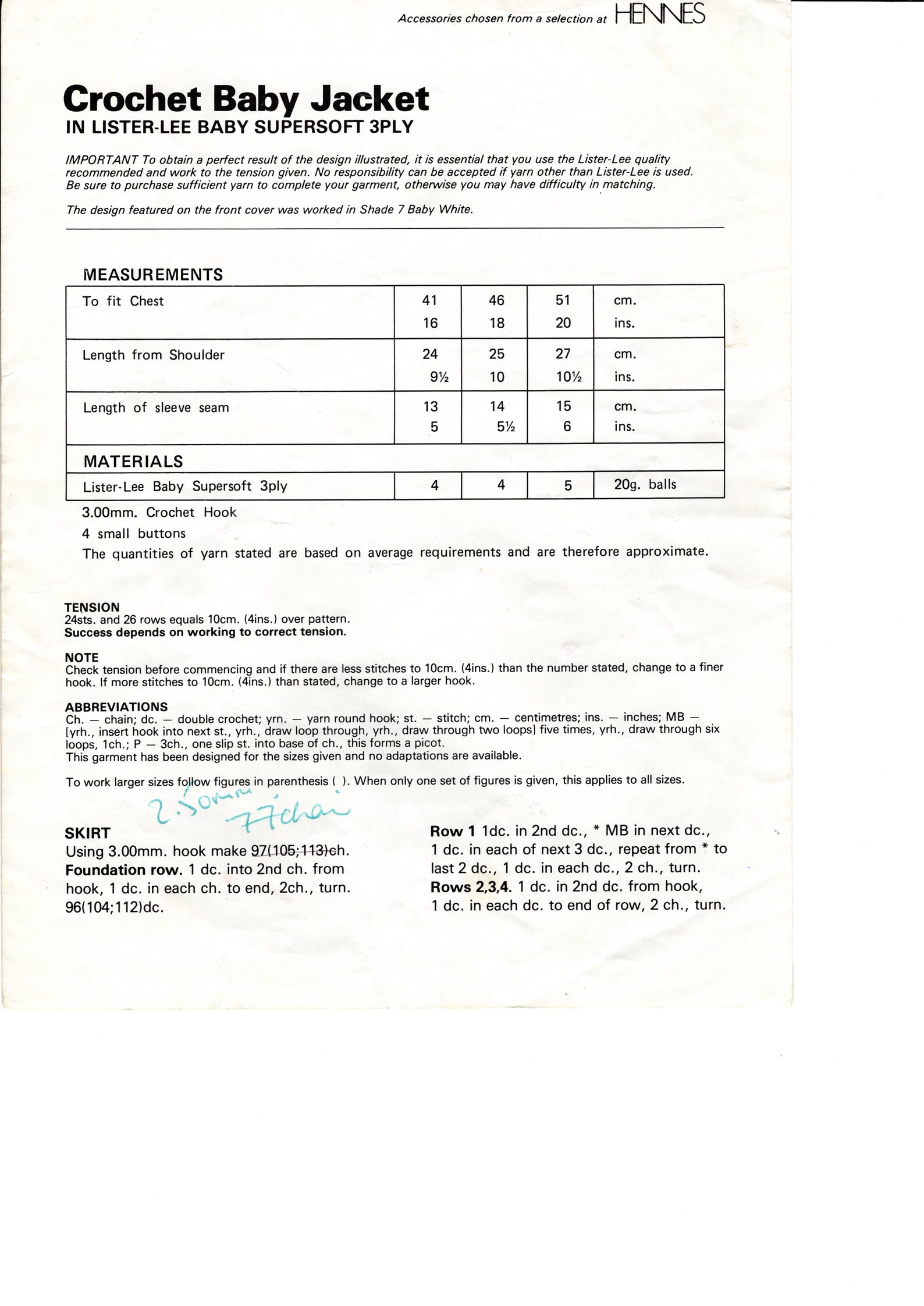 Vintage Crochet Pattern - Baby Jacket - Lister Lee Baby Supersoft ...