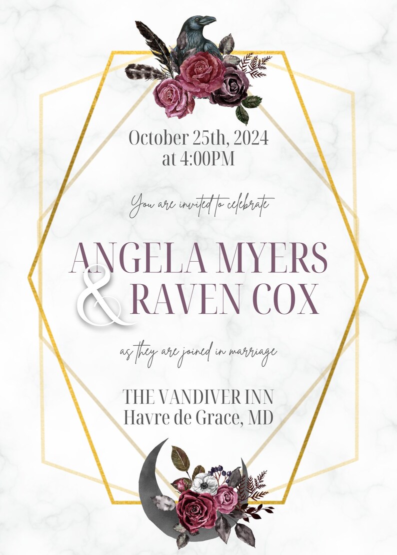 Elegant Modern Gothic Wedding Invitation With Reply Info Card - Etsy