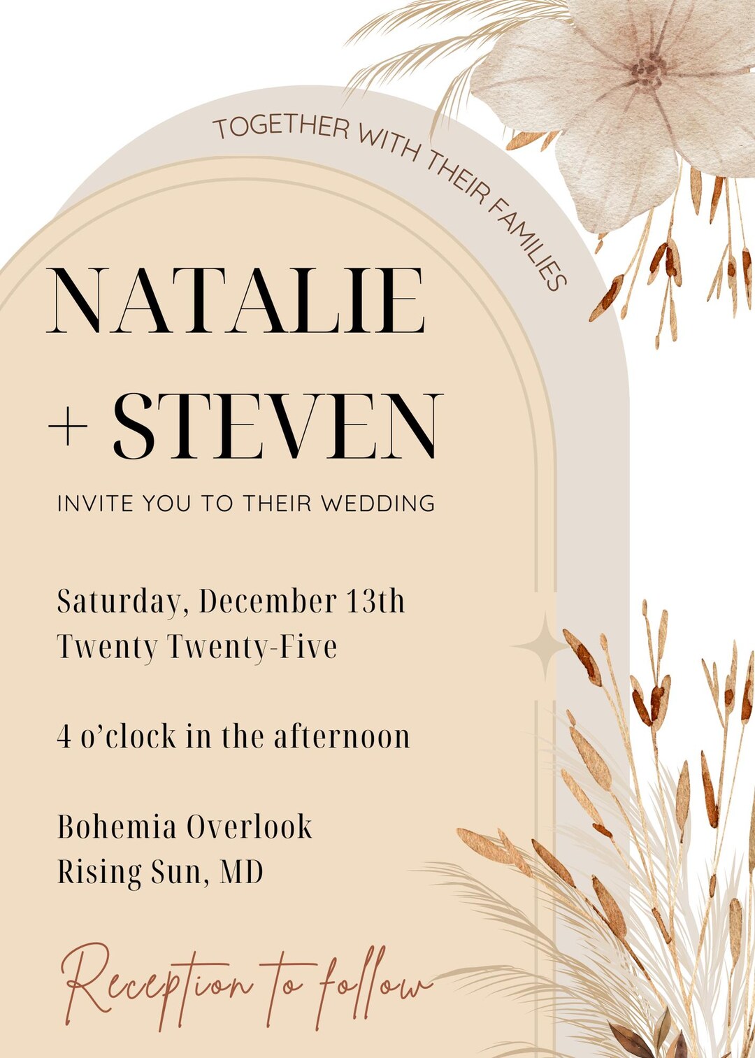 Classic Boho Neutral Wedding Invitation - Etsy