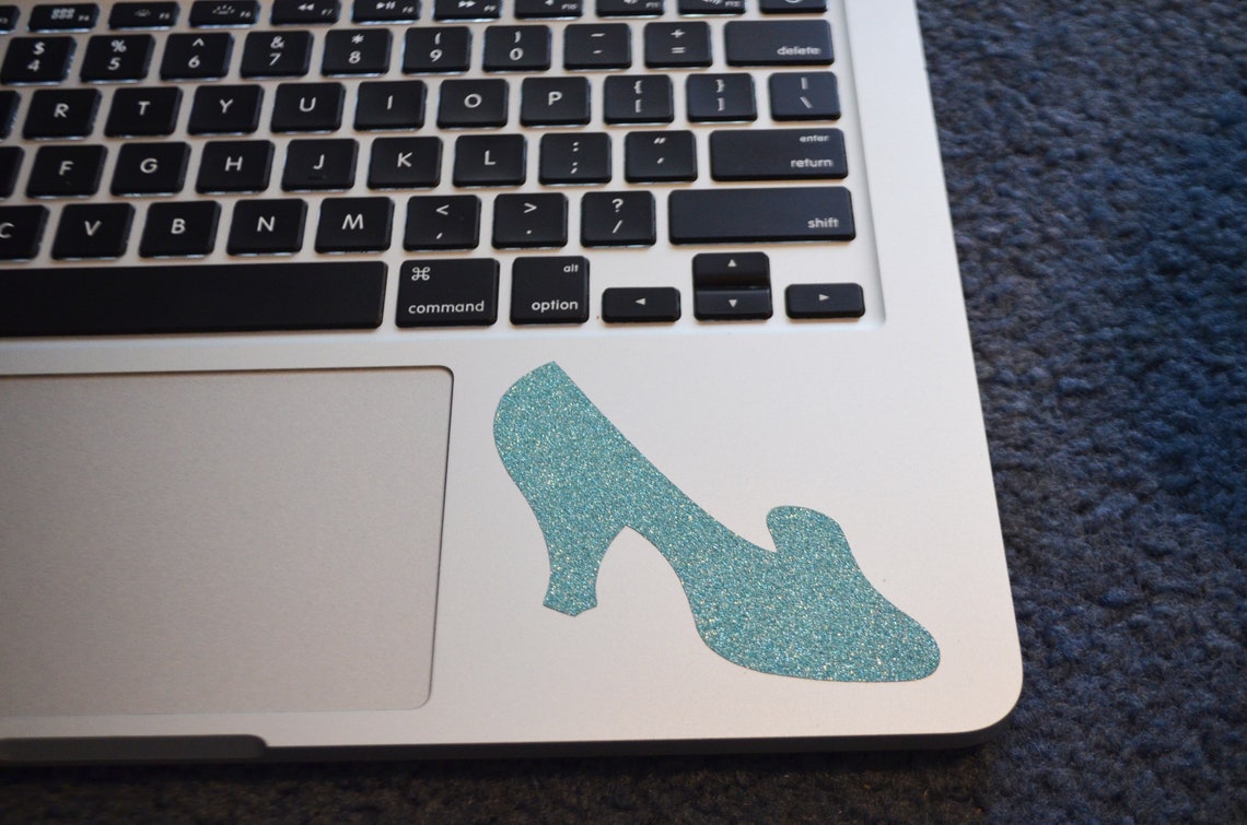 Cinderellas Glass Slipper Vinyl Decal, Cinderella, Blue Glitter Glass ...