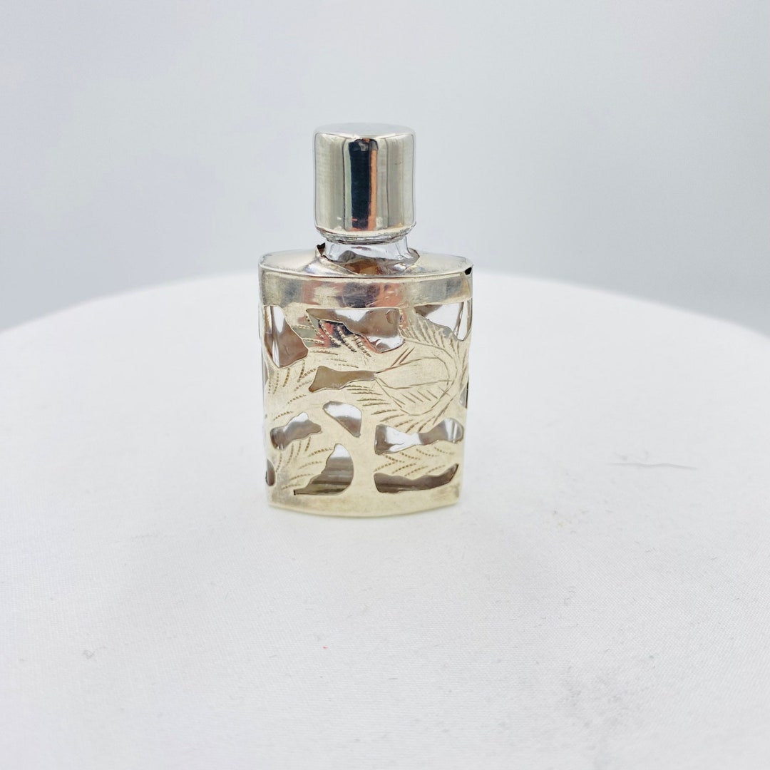Vintage Mexican Perfume Bottle With Sterling Silver Overlaying Glass ...
