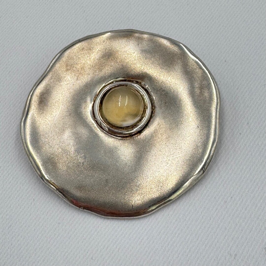 Bat Ami Israel Brushed Sterling Silver Brooch With a Mother of Pearl ...