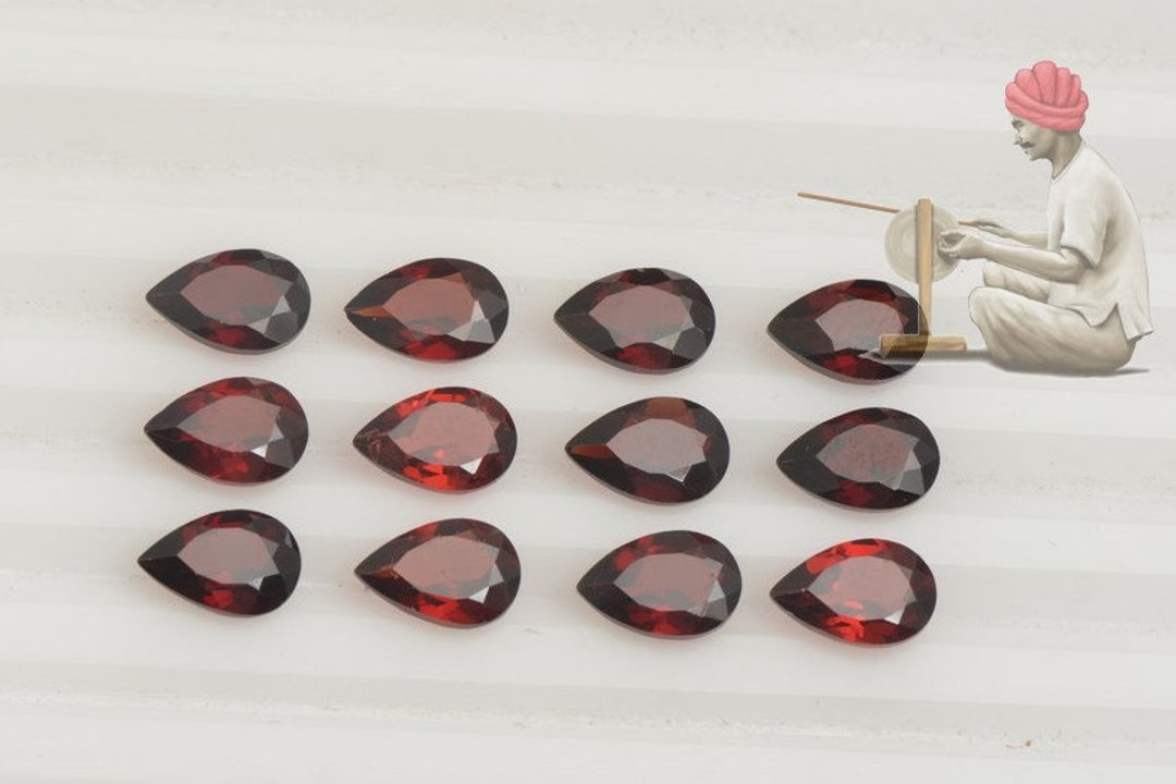 Natural Red Garnet Calibrated Size 6x8mm Faceted Cut Pear Red Color ...