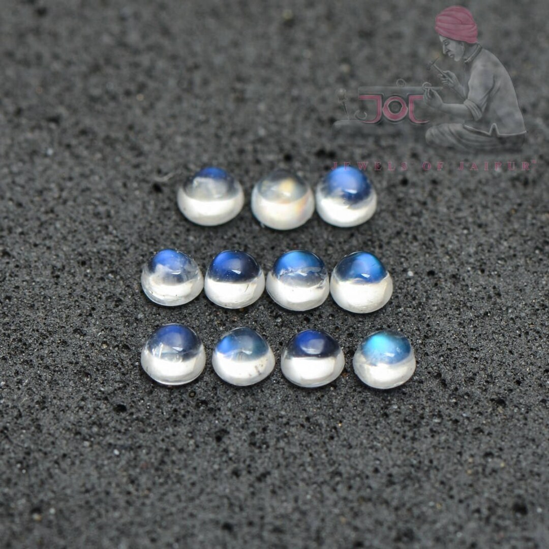 Natural Rainbow Moonstone 2mm to 6mm Cabochon Round Loose Gemstone ...