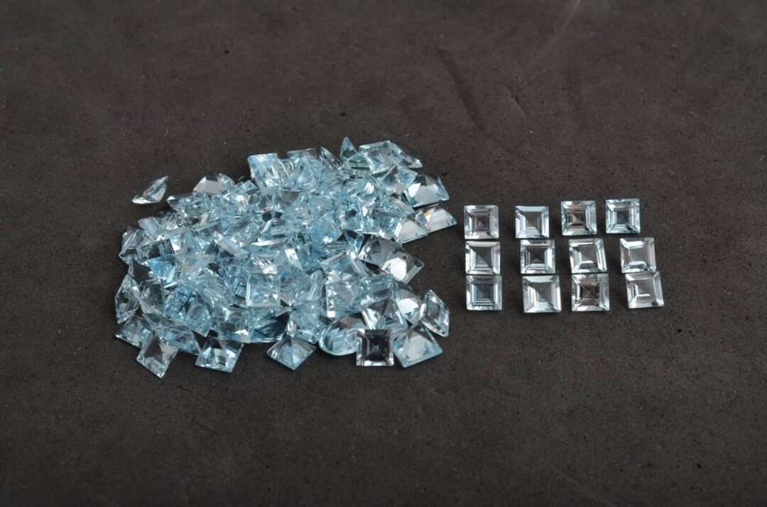 5mm Square Faceted Sky Blue Topaz Loose Gemstone, 6mm Square Cut Sky ...