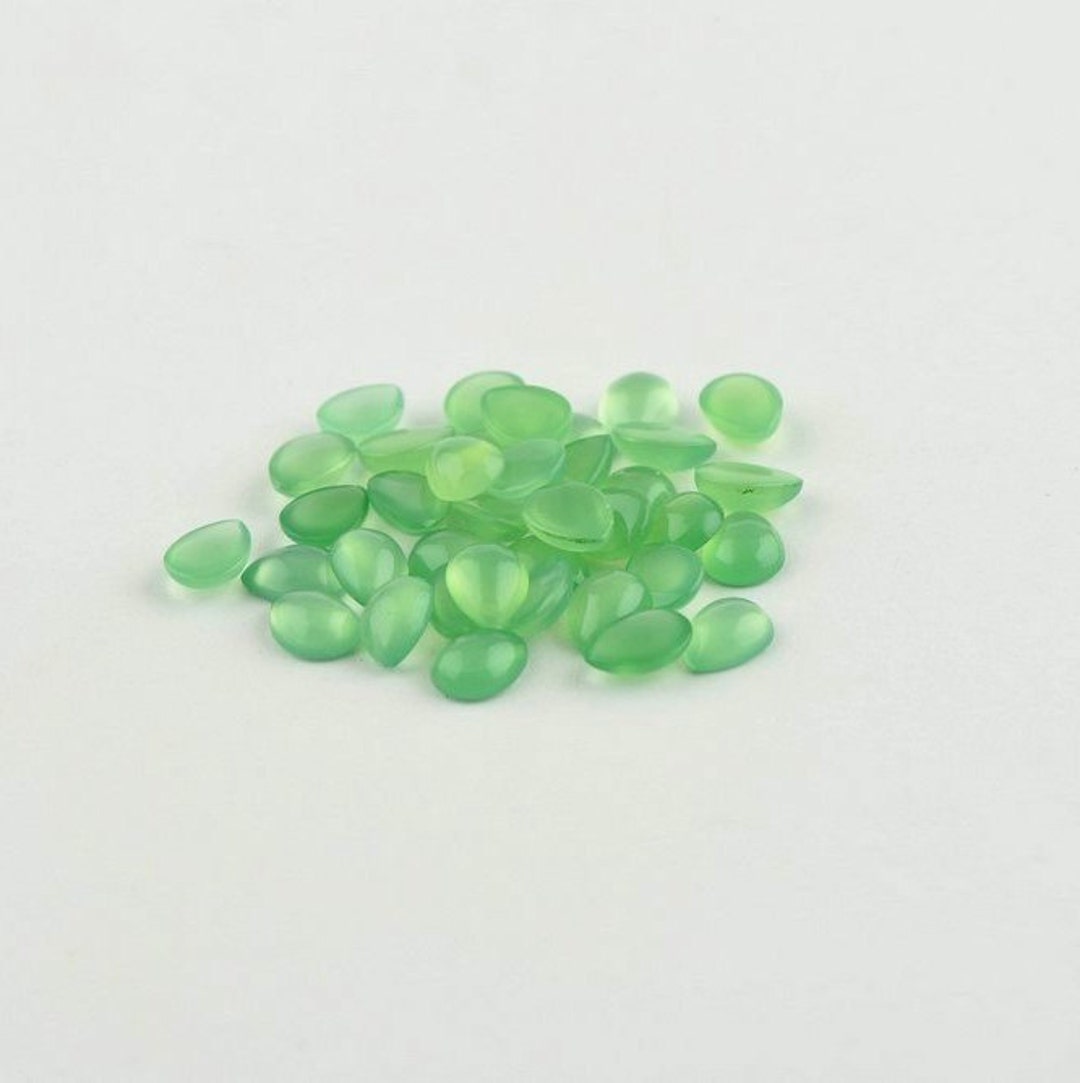 Natural Chrysoprase Cabochon 6x8mm Pear Green Color Loose Gemstone ...