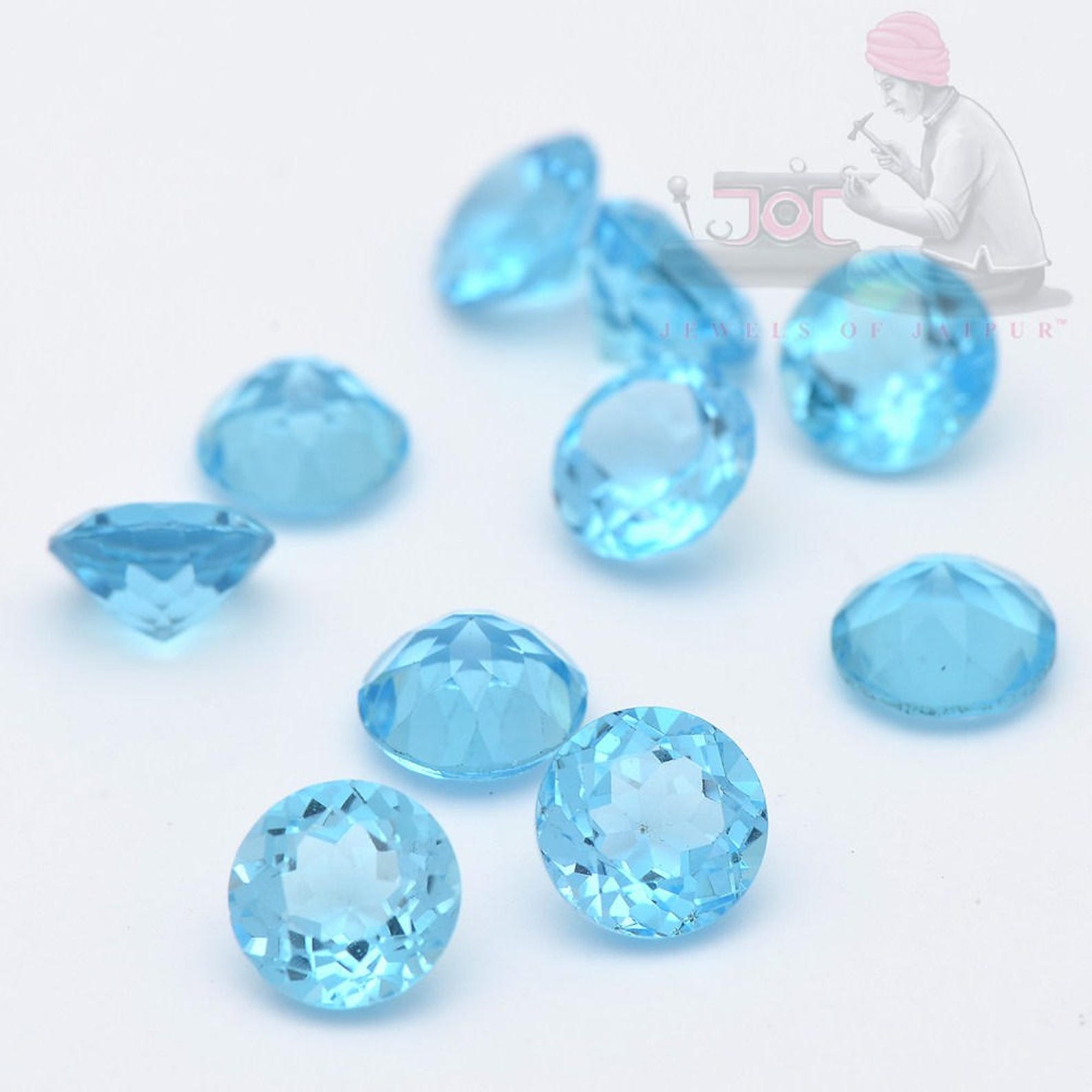 Natural Swiss Blue Topaz Calibrated Size 8mm Faceted Cut Round Blue ...