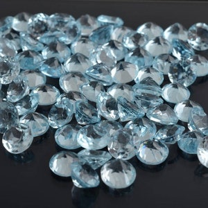 Natural Sky Blue Topaz Calibrated Size 5mm,6mm Faceted Round Blue Color ...