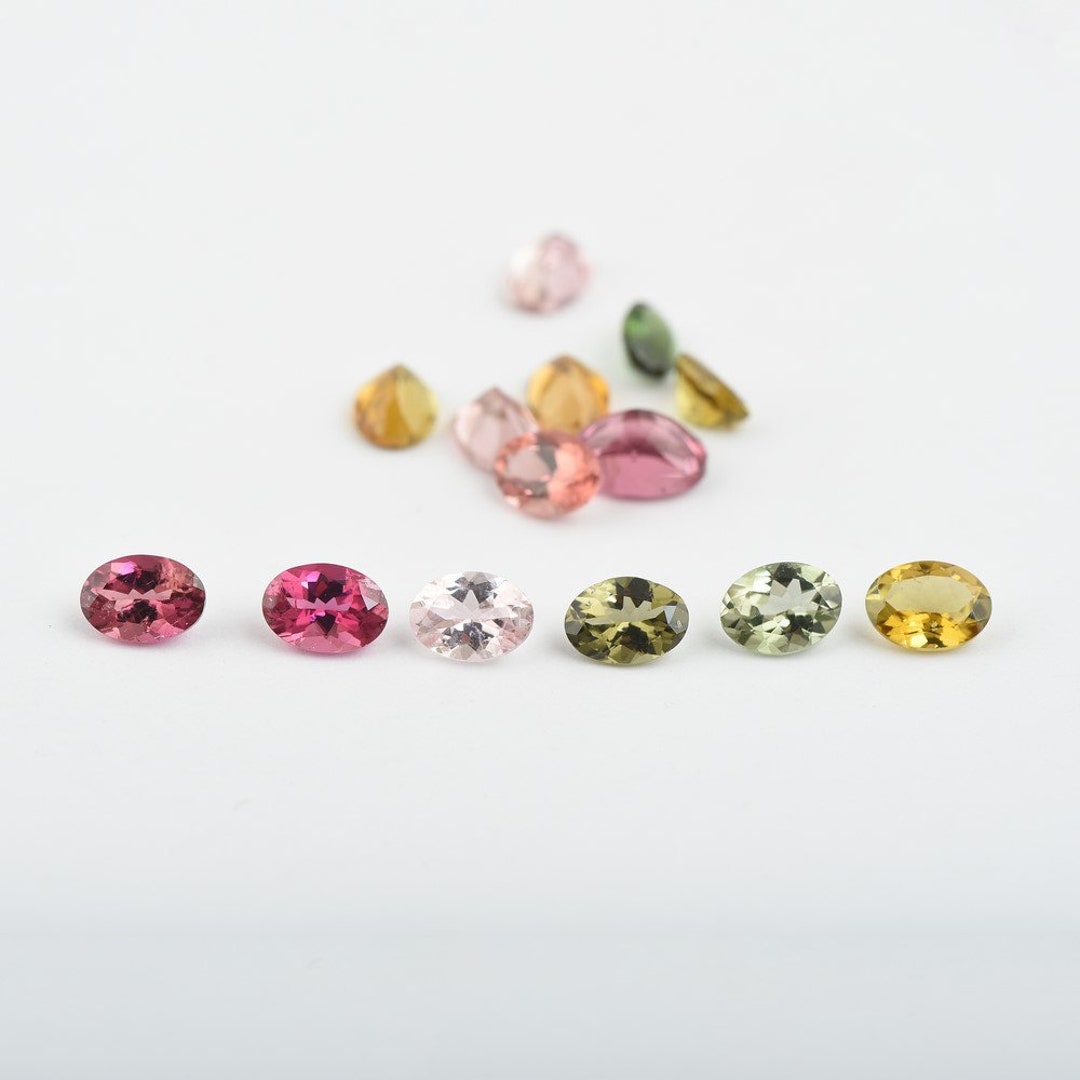 Natural Multi Tourmaline Gemstone ,7x5mm Oval Faceted Cut Tourmaline ...