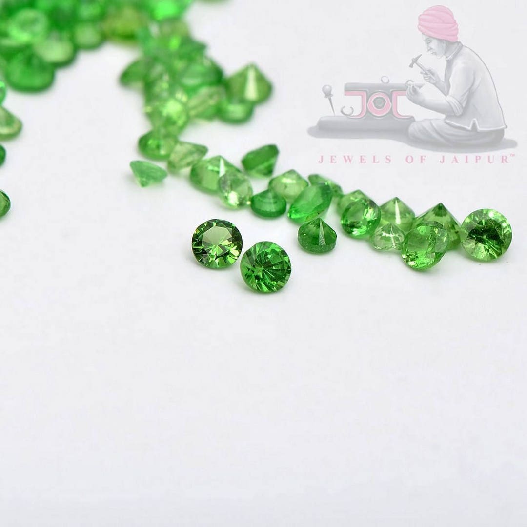Natural Green Garnet Tsavorite 2.5mm Cut Round Green Color AAA Quality Loose Gemstone Lot - 2 ...
