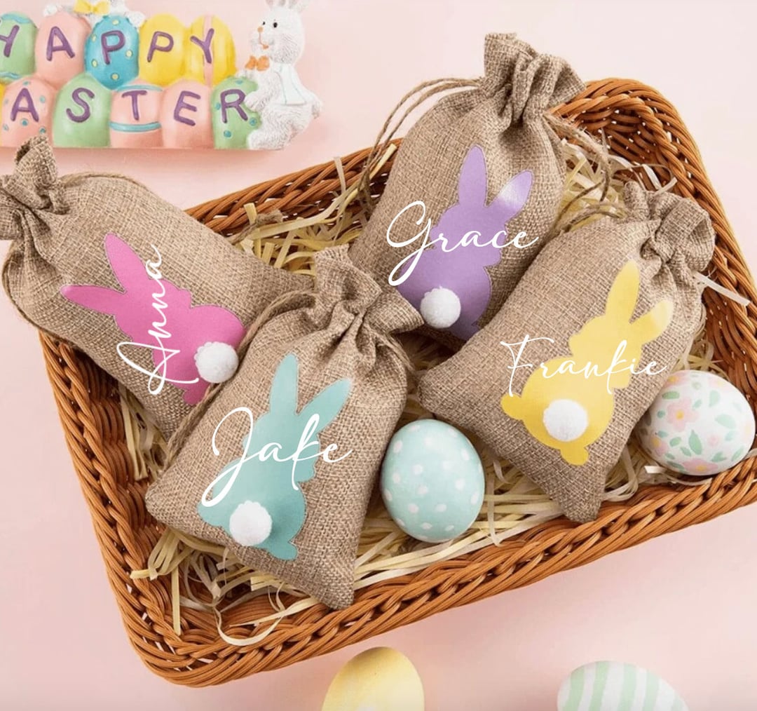 Easter Bunny Bag - Personalised Easter Bag - Jute Bunny Bag - Easter ...