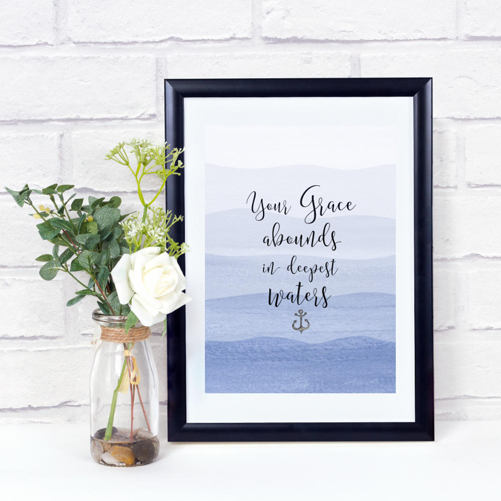Your Grace Abounds in Deepest Waters - Oceans Print - Christian Prints ...
