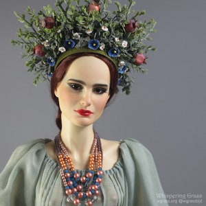 BJD Ukrainian Ethnic Outfit in Teal and Dusty Pink Colors for 60-65 Cm ...