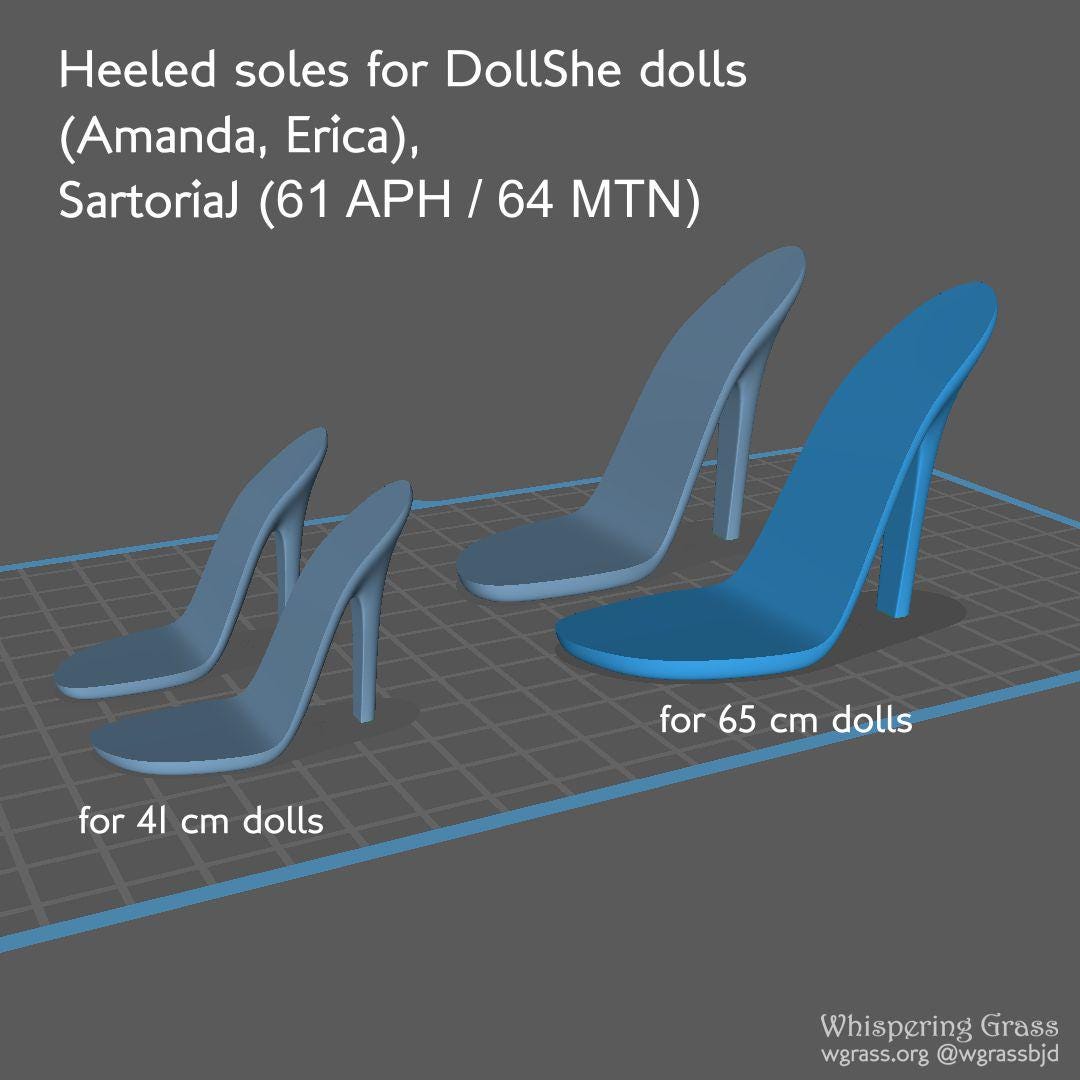 DIGITAL STL Files: Soles for Making Stiletto Sandals for BJD Dollshe ...