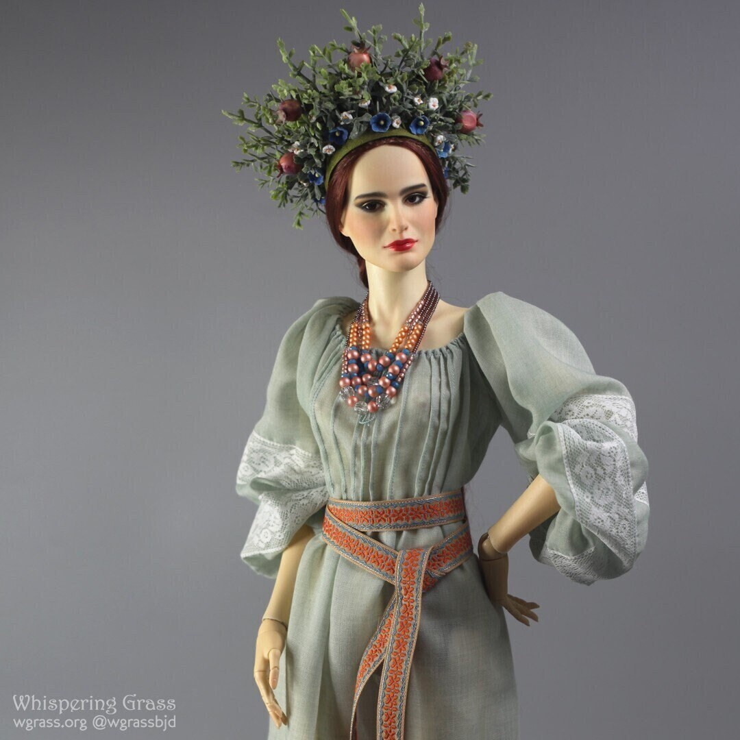 BJD Ukrainian Ethnic Outfit in Teal and Dusty Pink Colors for 60-65 Cm ...