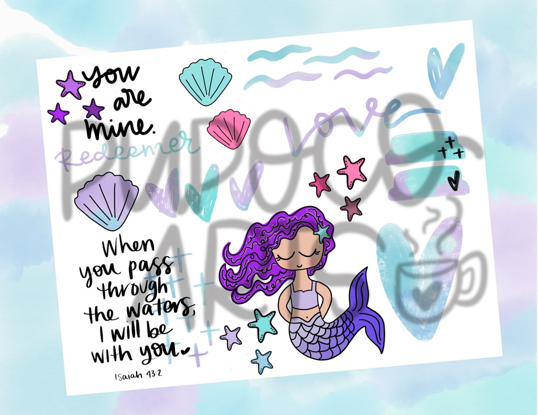 Mermaid Bible Journaling Printable, Isaiah 43 - Etsy