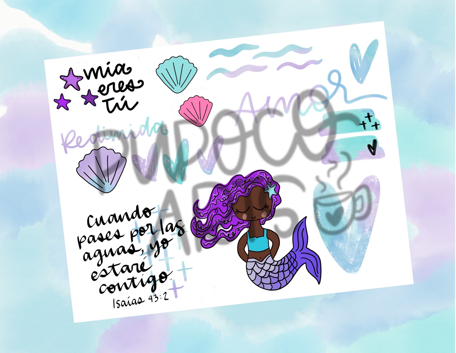 Mermaid Bible Journaling En ESPAÑOL Printable Isaias 43 | Etsy