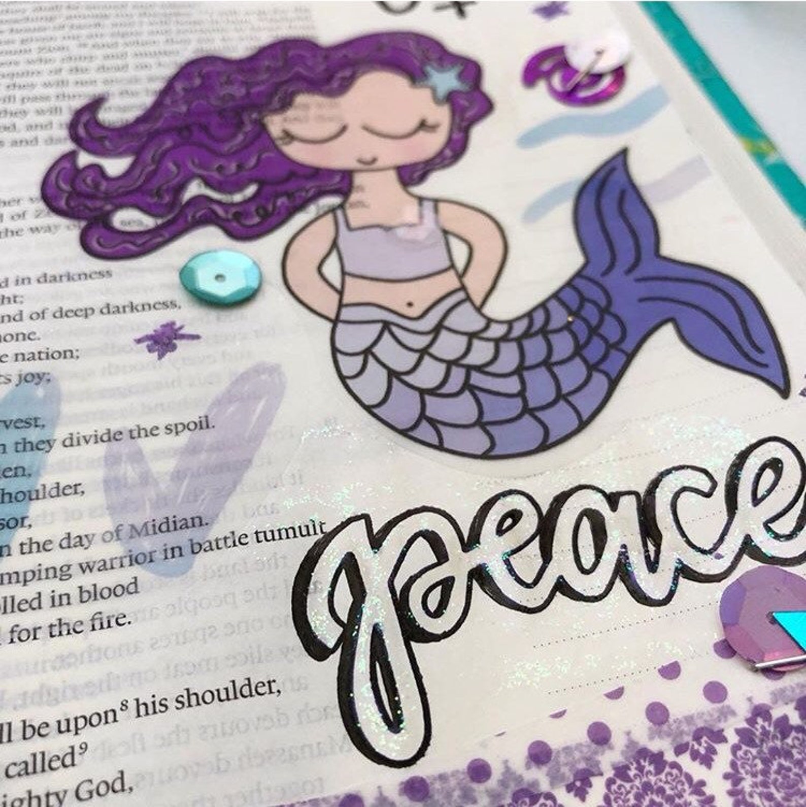 Mermaid Bible Journaling Printable Isaiah 43 | Etsy