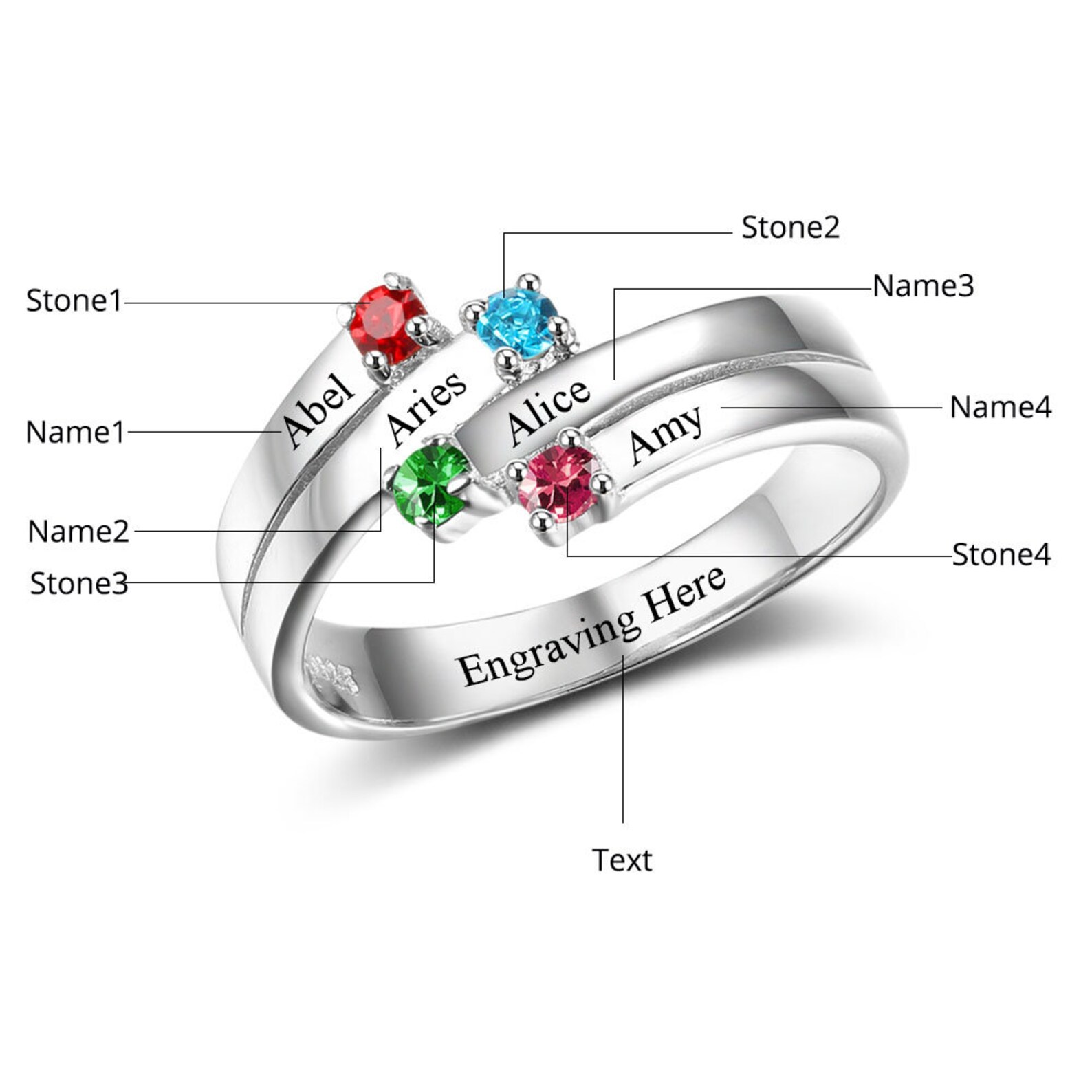 Sterling Silver Personalized Engravable Ring JEWJORI102507 - Etsy